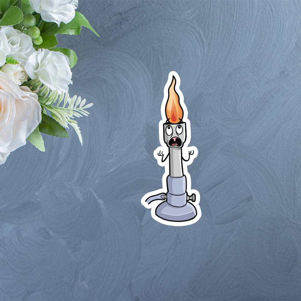 Panicking Bunsen burner is terrified of fire Sticker – ScienceGrit