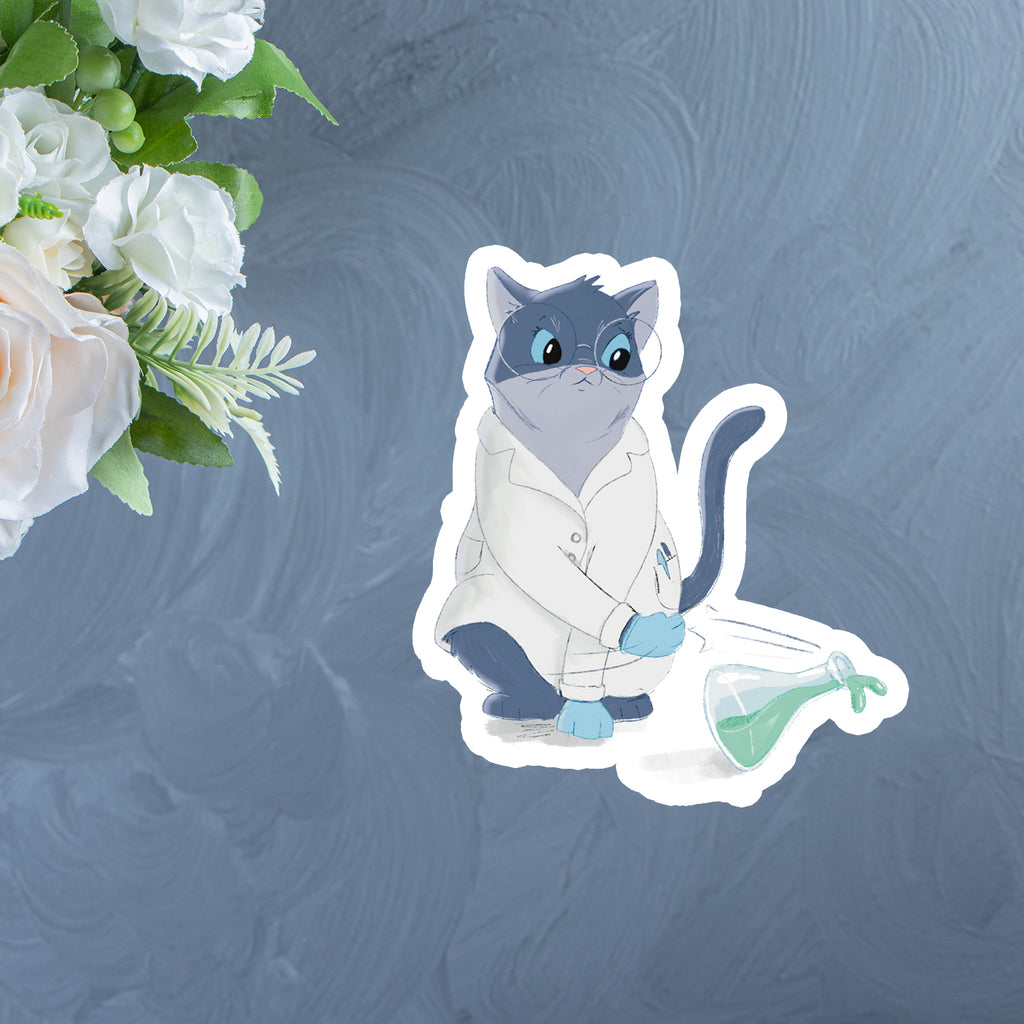 Curious Science Cat Sticker – ScienceGrit
